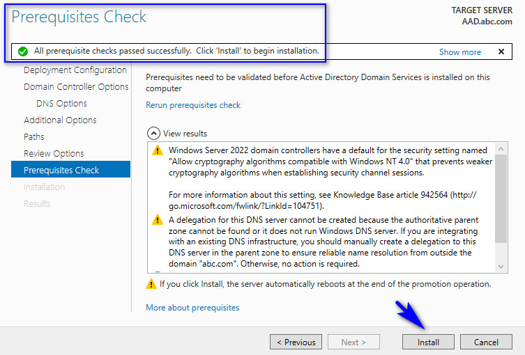 Install Additional Domain Controller Windows Server 2022